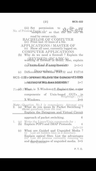 #shorts MCS-022 DECEMBER 2023 Question Paper (Operating System Concepts and Networking ...