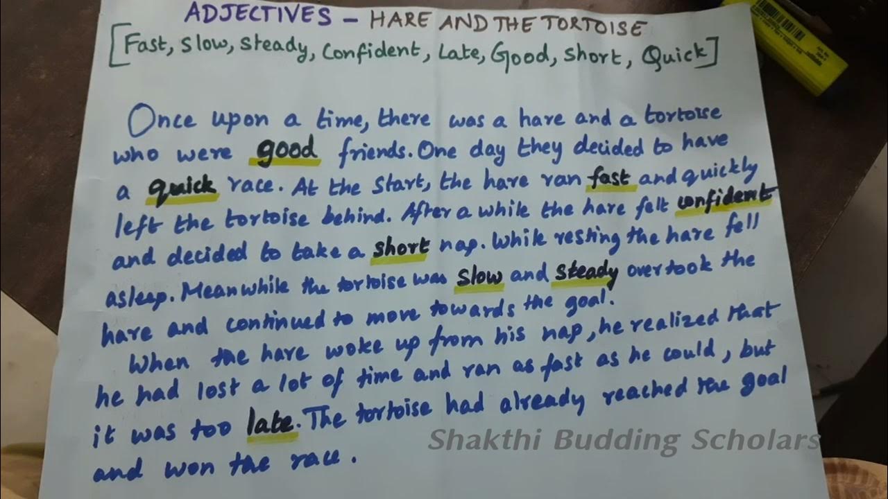 write the adjective from the box and complete the short story for kids ...