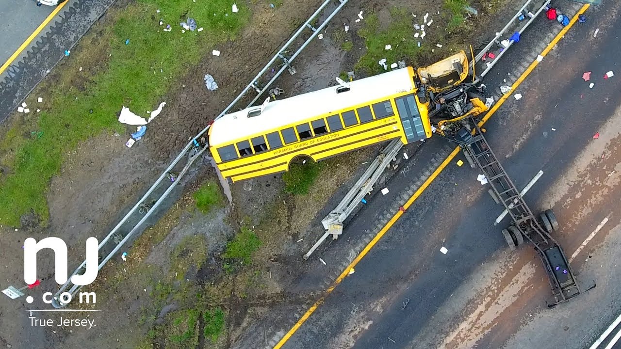 School bus accident scene on Route 80 captured by drone - YouTube
