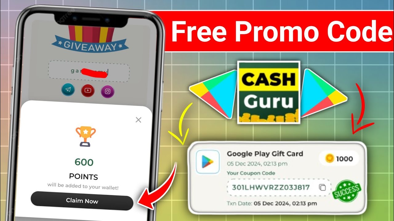 Cash Guru App Promo Code | Free Redeem Code App | Free Google Play ...