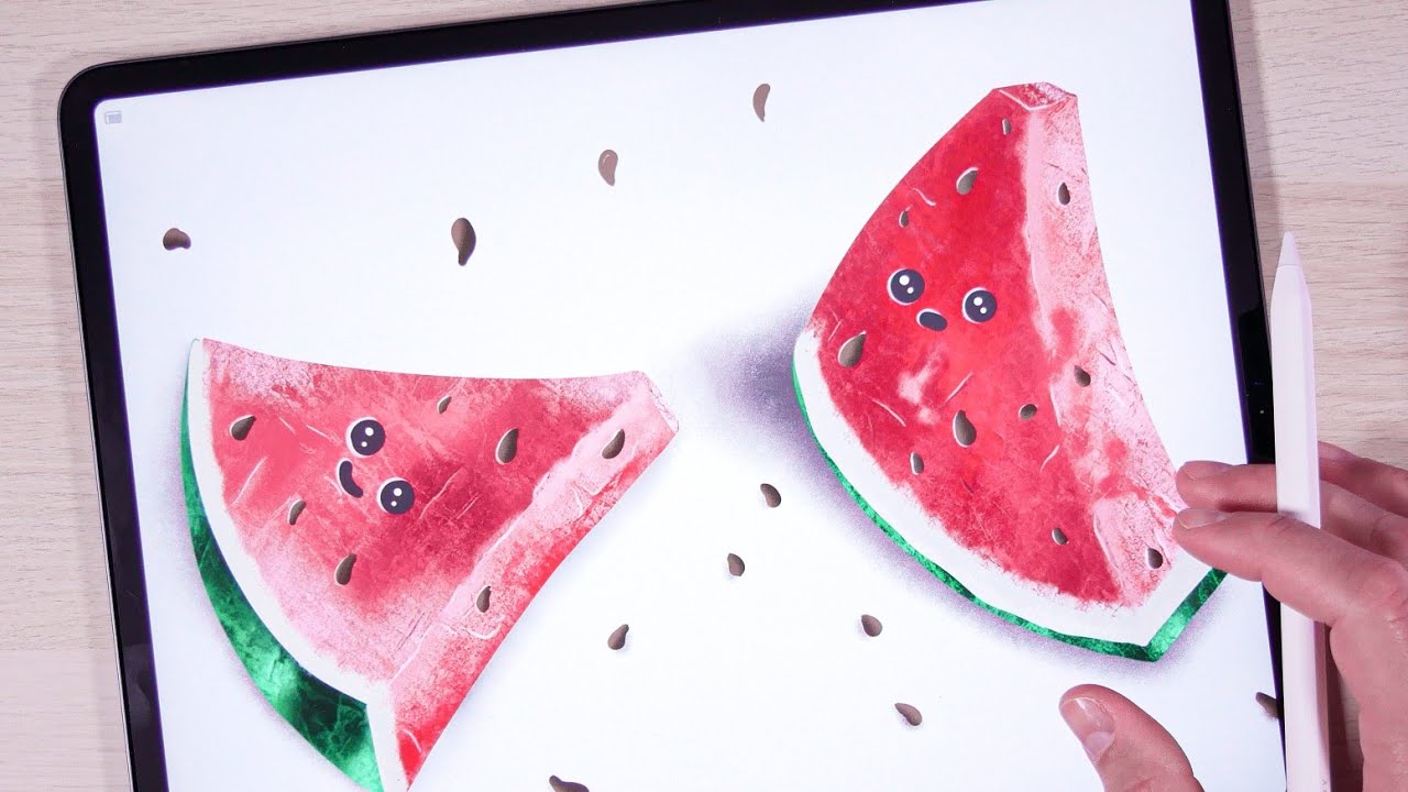 Watermelon illustration on Procreate - iPad Pro - YouTube