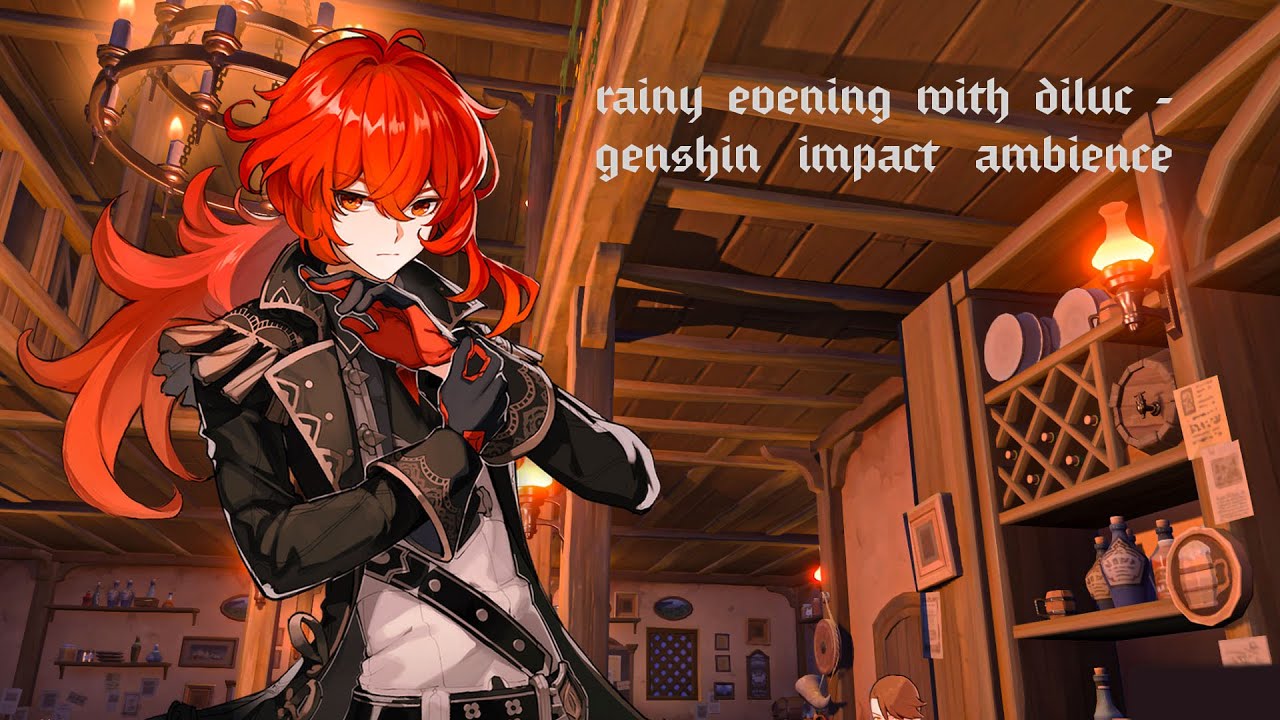 [genshin impact] at the bar with diluc on a rainy evening *☆ - ambience ...