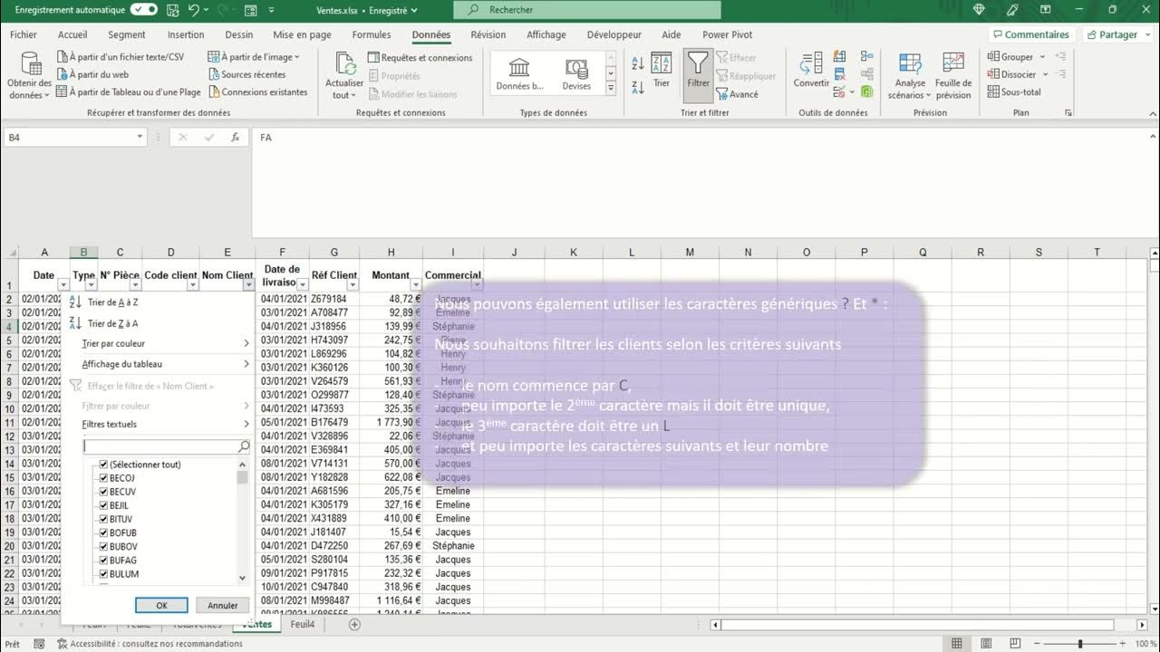 Excel - Présentation Filtre automatique - YouTube