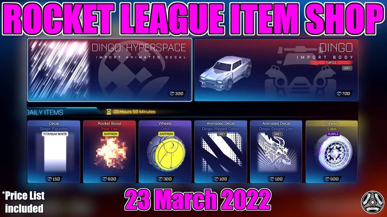 ROCKET LEAGUE ITEM SHOP | MARCH-23-2022 | DINGO HYPERSPACE DECAL + GREY ...