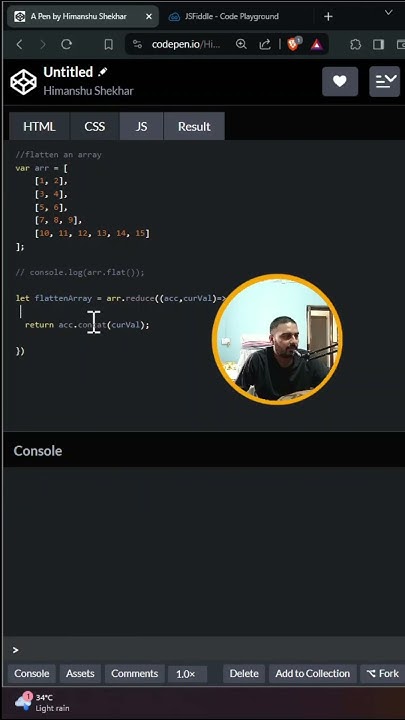 Flatten An Array Javascript Dsa Coding Frontenddeveloper Array Problemsolving Youtube
