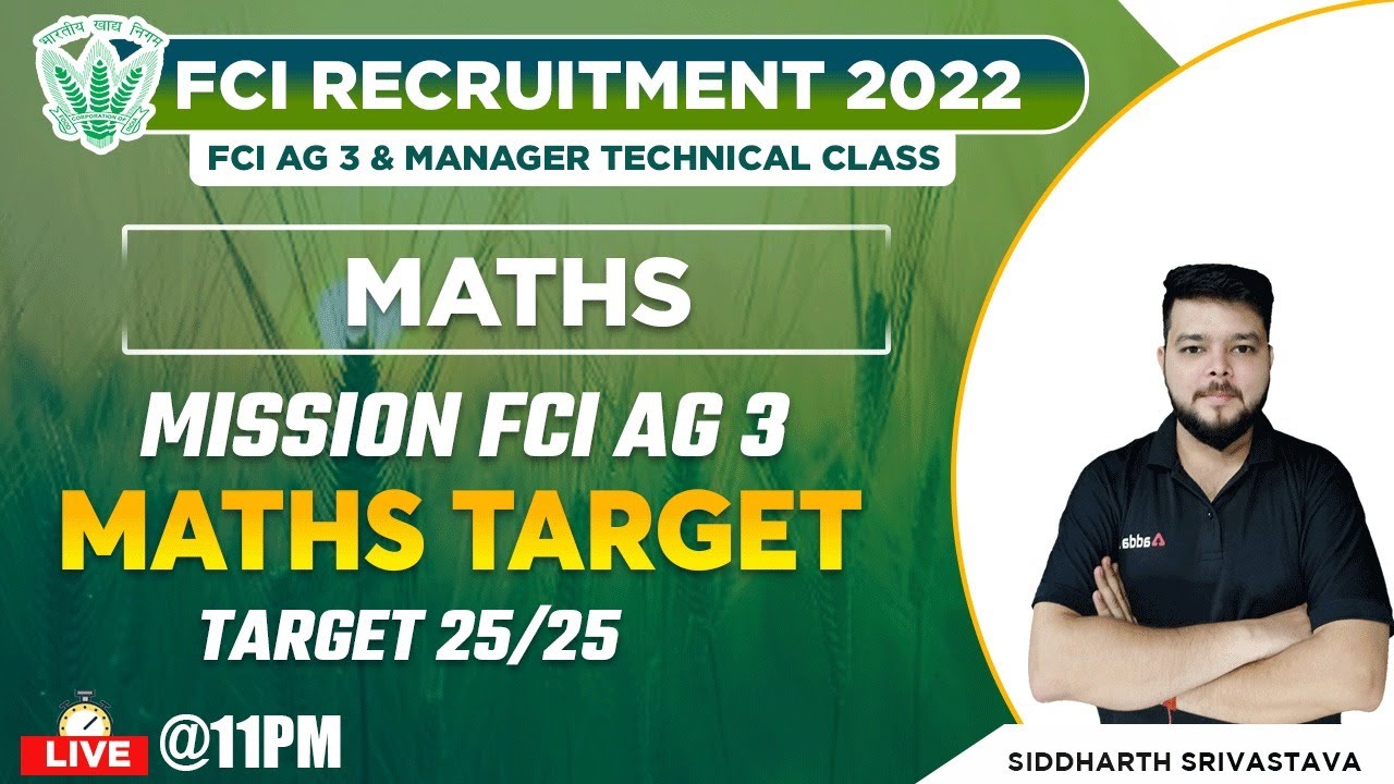 FCI AG 3 | FCI Maths by Siddharth | Maths by Siddharth Srivastava ...
