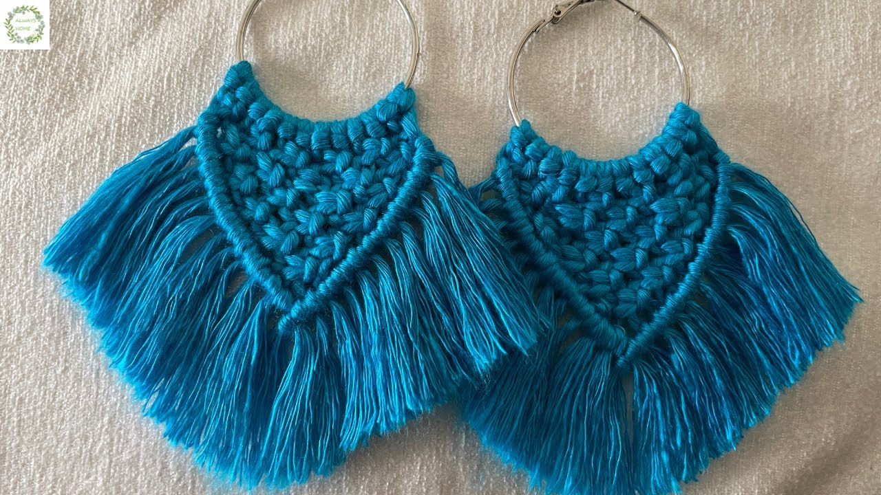 Macrame earrings | How to make earrings at home | Boho earrings | DIY handmade macrame earring ...