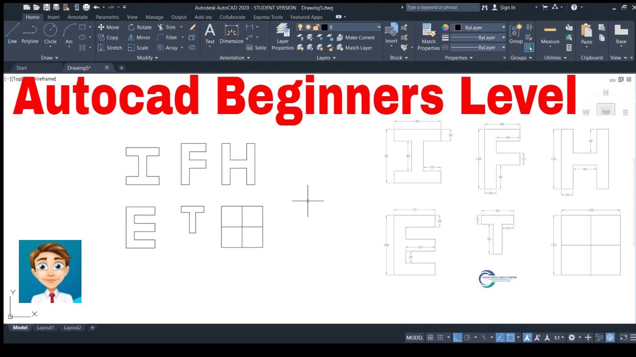 Autocad 2d Practice Drawing / Exercise 1 / Basic - YouTube