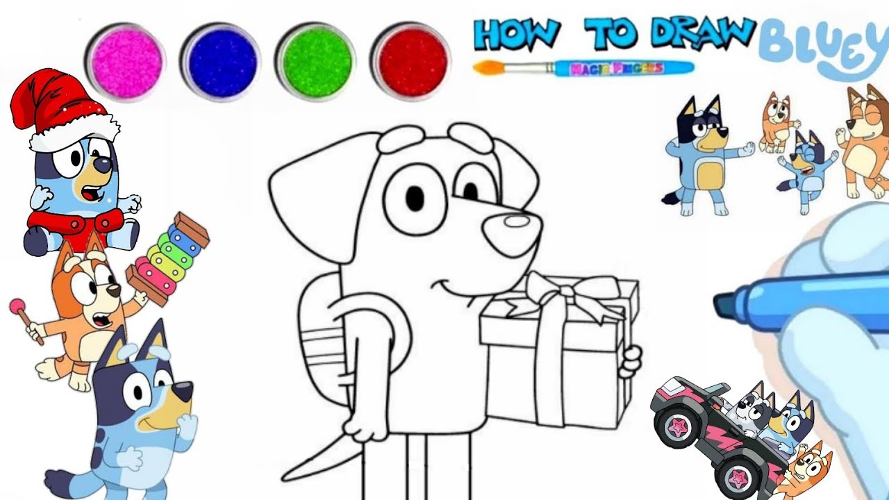 Easy Bluey Drawing Tutorial for Kids 😱 Learn to Draw Bluey and Bingo 💙🧡 ...