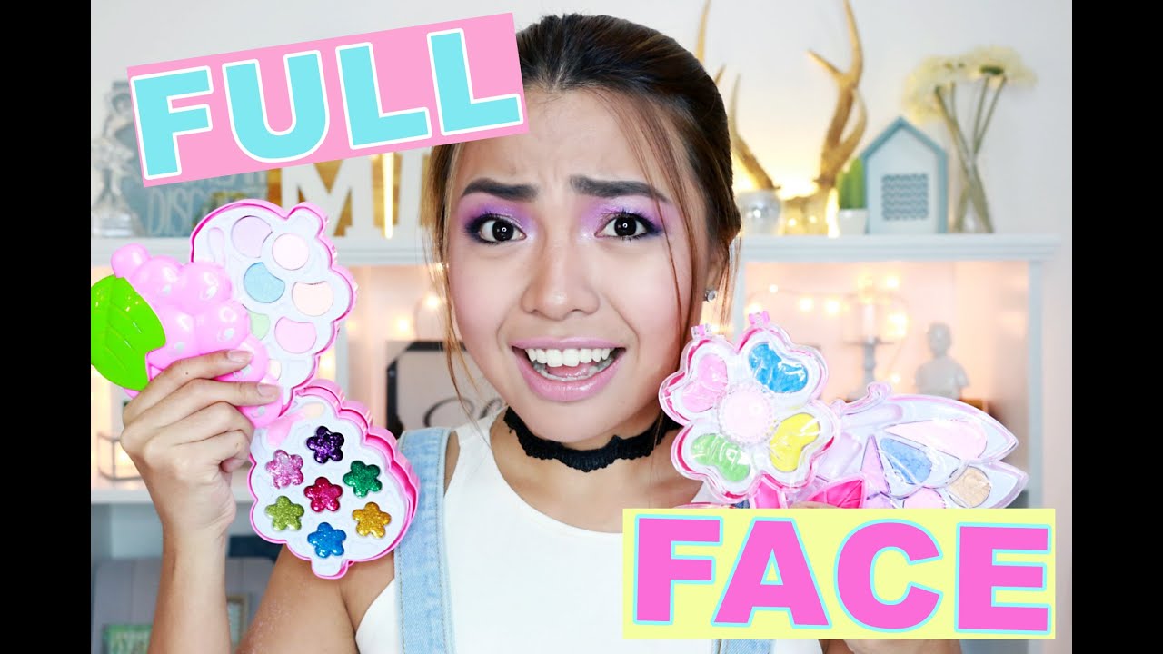 FULL FACE Using KIDS Make Up ONLY Challenge (Puro Pink!! LOL) - YouTube