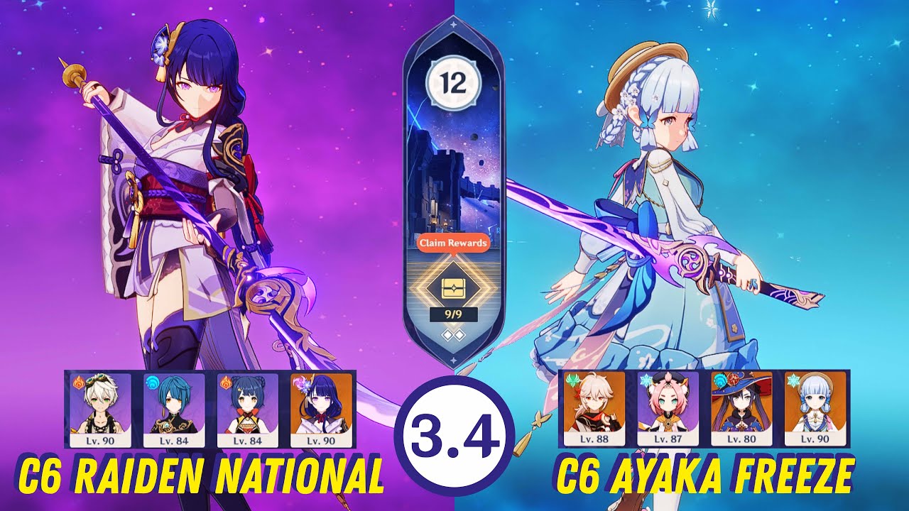 C6 Raiden National & C6 Ayaka Freeze - Spiral Abyss 3.4 Genshin Impact ...