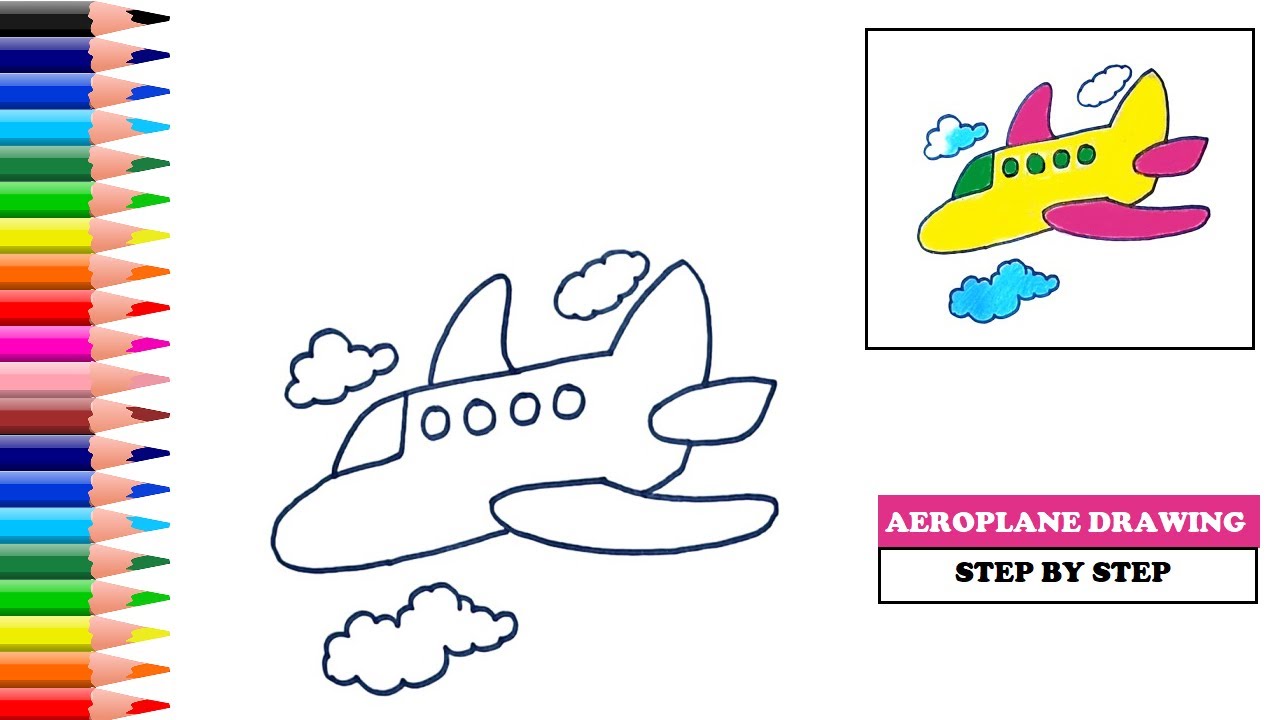 How to draw a aeroplane for kids - easy drawing for kids - aeroplane ...
