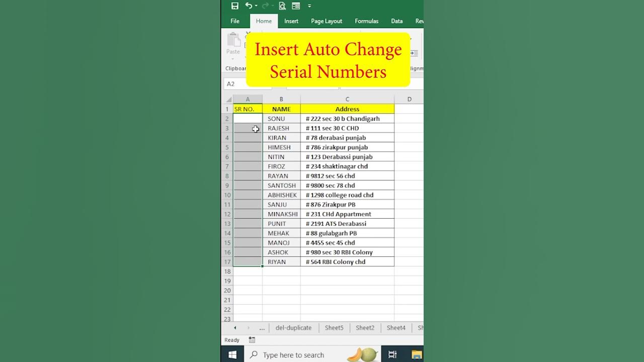 How to insert auto change serial number in excel | #shorts #interviewquestions #viral #excel ...