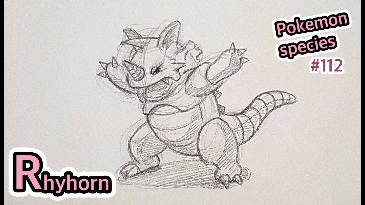 Draw Rhydon/Pokemon #112/Easy Step By Step Drawing Tutorial/코뿌리그리기 ...