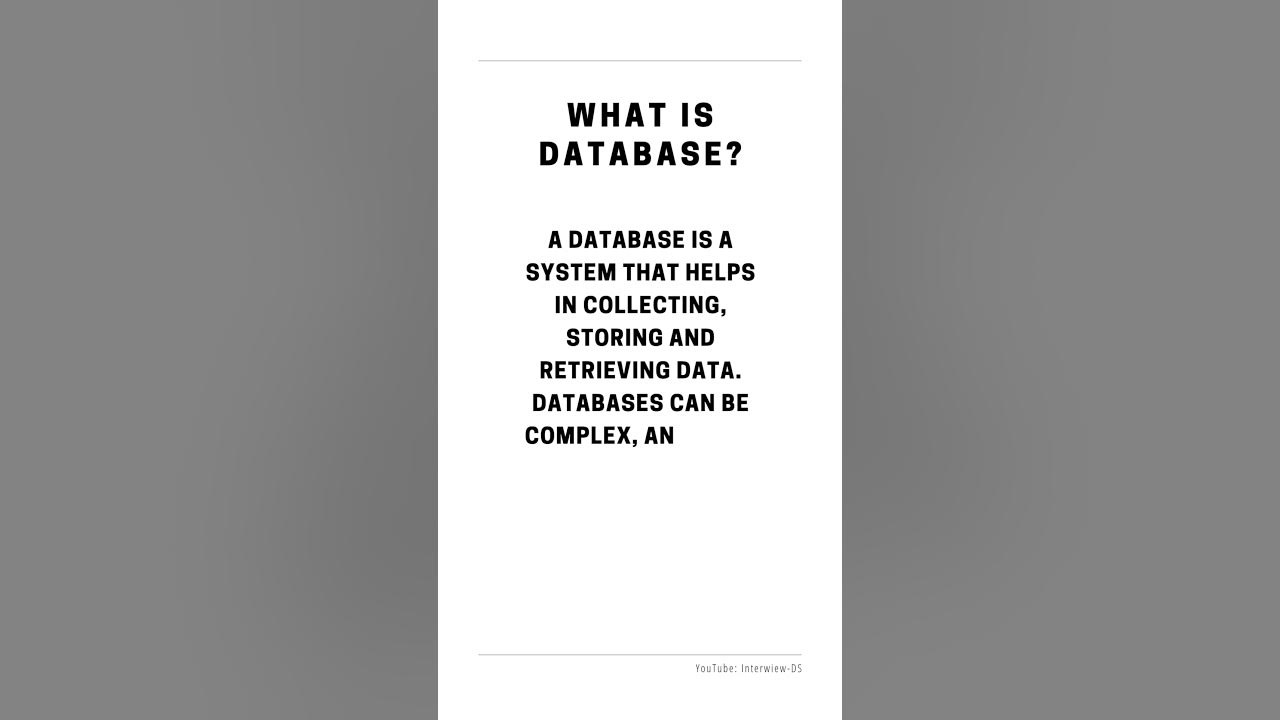 What is a database? Interview question| interview-DS - YouTube