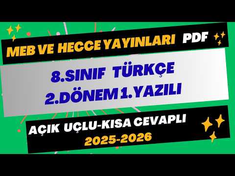 8.Sınıf Türkçe 2.Dönem 1.Yazılı (MEB-HECCE YAY.) #2025 #2026