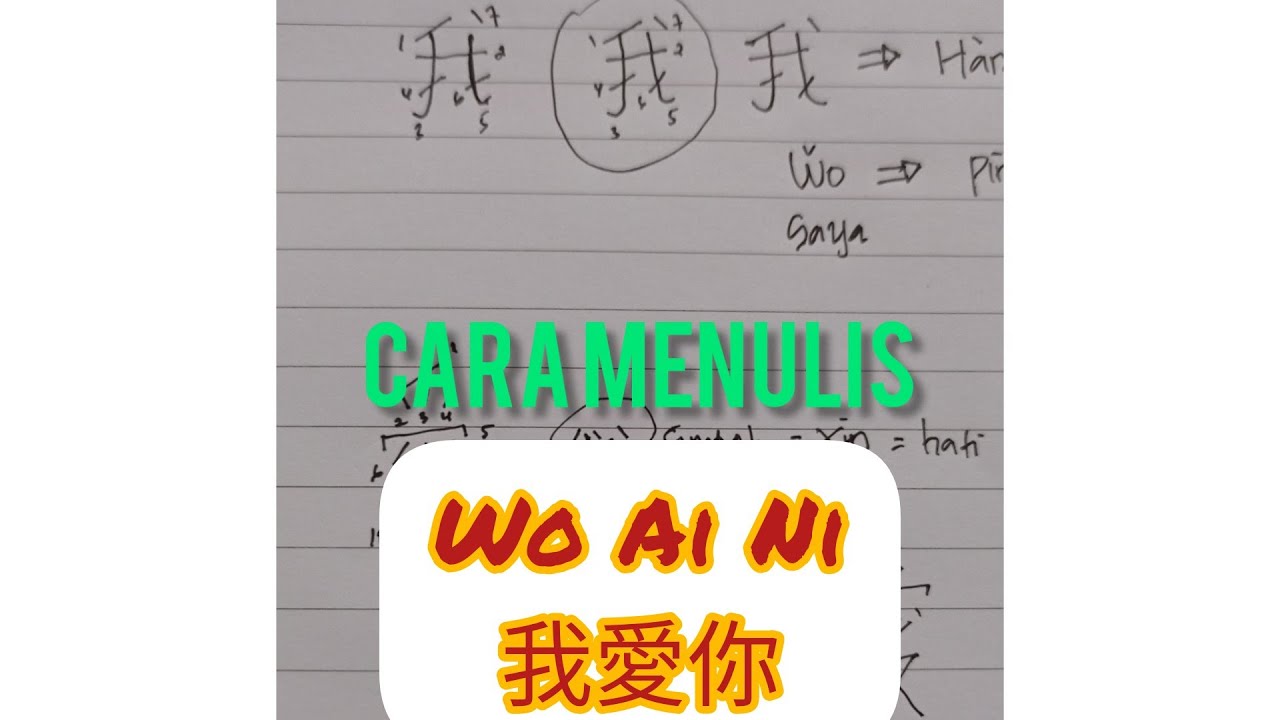 Belajar Menulis Mandarin ( Menulis karakter Wo Ai Ni 我愛你）vlog belajar ...