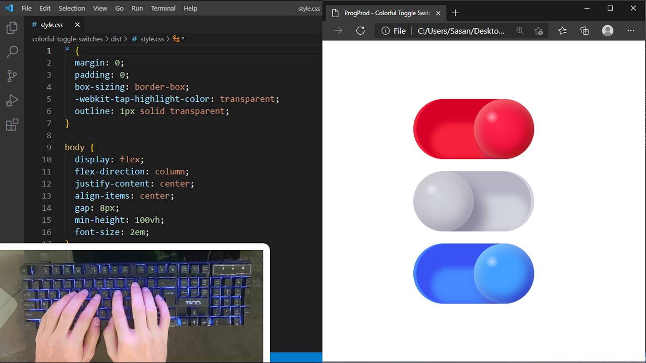 Asmr Programming Colorful Toggle Switches Using Html Css No Talking 6889
