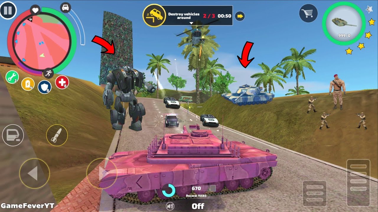 Rope Hero Vice Town - (Pink Tank Fight Car Robot in Underground Tunnel ...