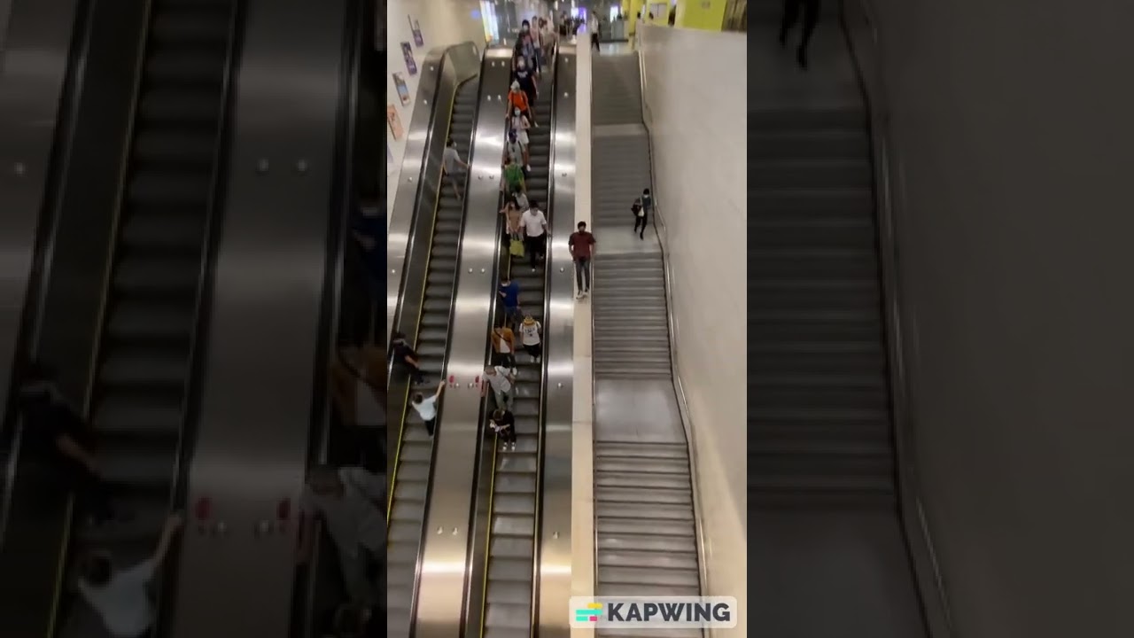 Parkour enthusiast slid down a three-story escalator at MTR station ...