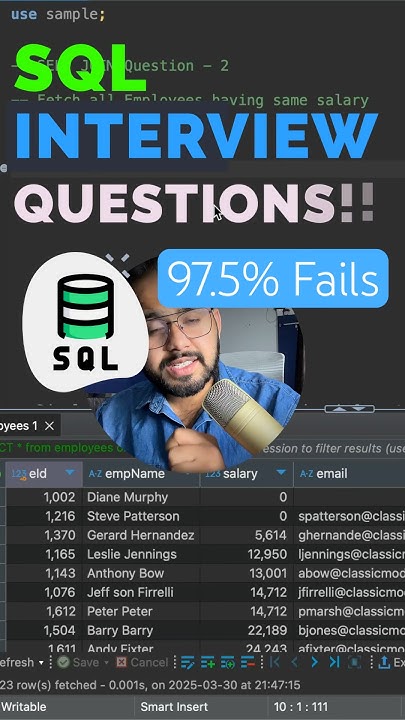 🤔 Best Self Join Example Sql Sqlquery Sqlinterviewquestionsandanswers Sqltutorial Youtube