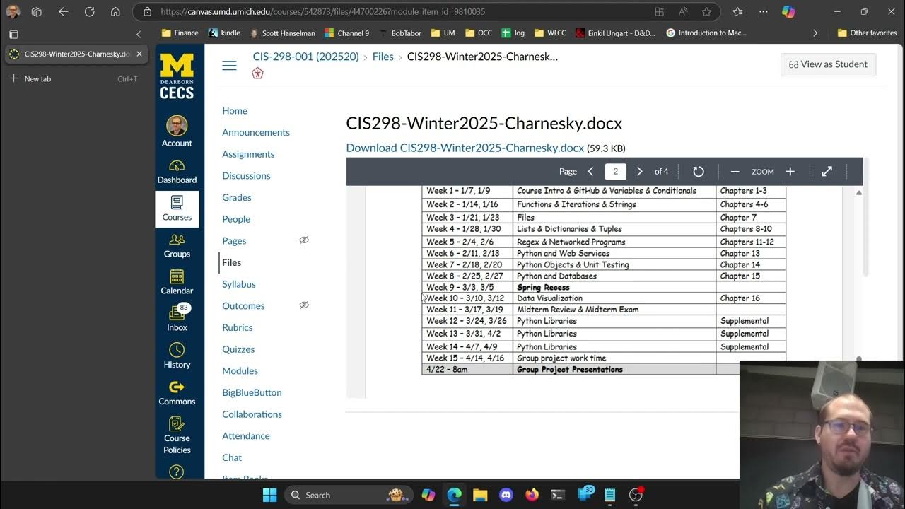CIS 298 - Intro to Python - Winter 2025 - Project 2 assigned - YouTube