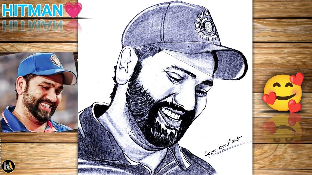 Rohit sharma smile drawing easy | how to draw rohit sharma step by step ...