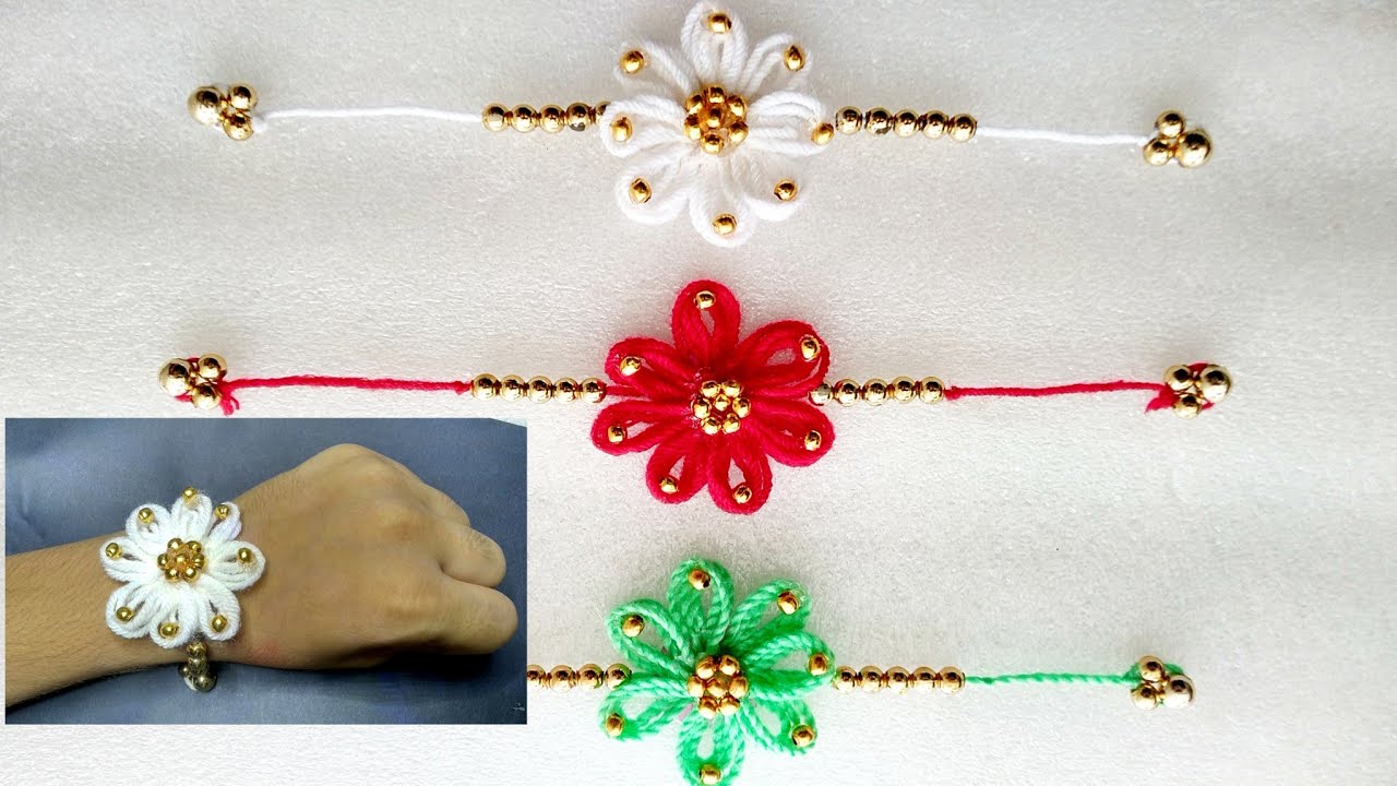 Woolen Rakhi | How To Make Rakhi | Flower Design Rakhi | Woolen Craft ...