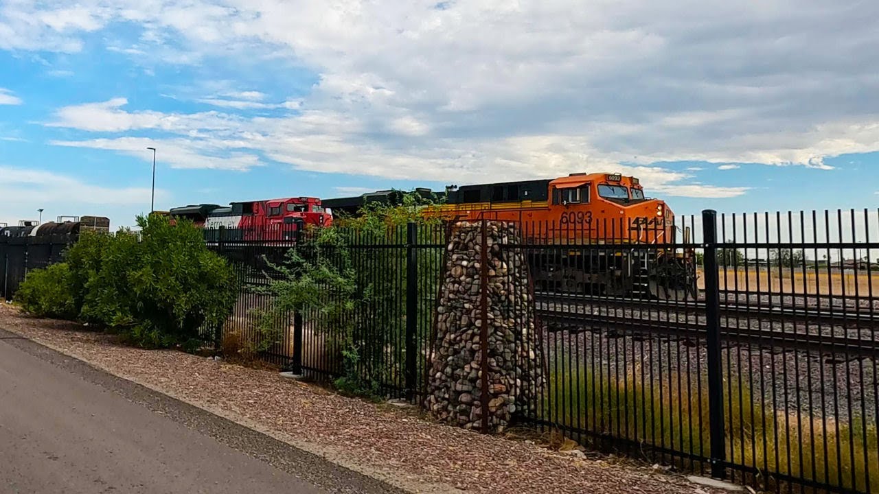 BNSF Freight Trains, Ferromex and Herzog Travelling Along Grand Ave ...