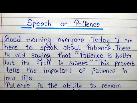 Speech on patience in English || - YouTube