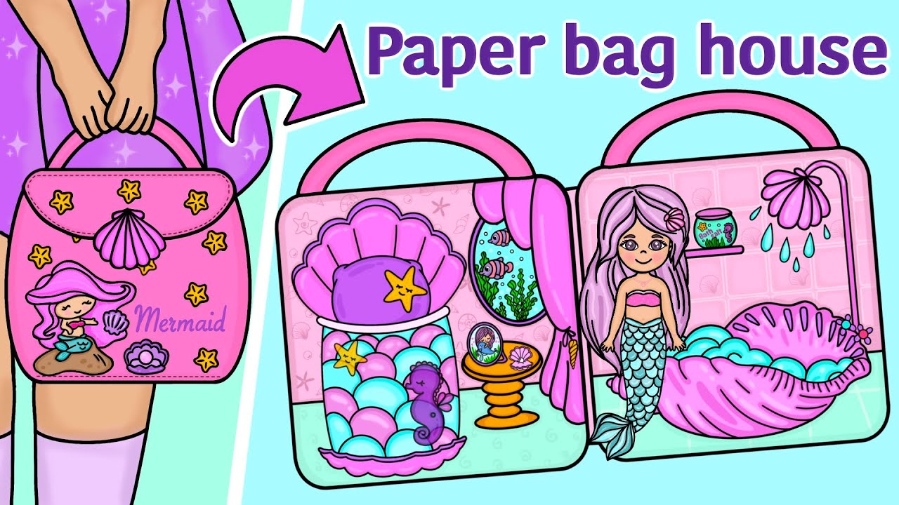 Paper mini BAG House for Paper mermaid - YouTube