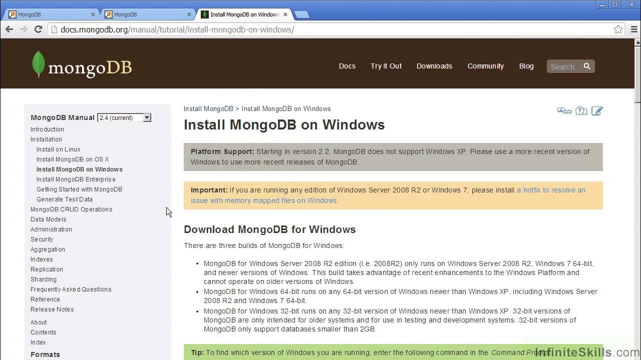 MongoDB Tutorial | Installing MongoDB On Windows - Part 1 - YouTube