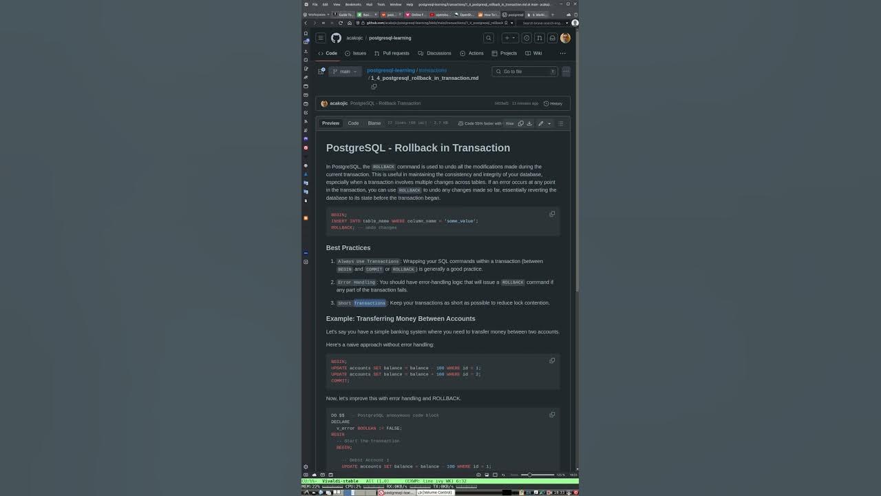 PostgreSQL - Rollback in Transaction with Best Practice - YouTube