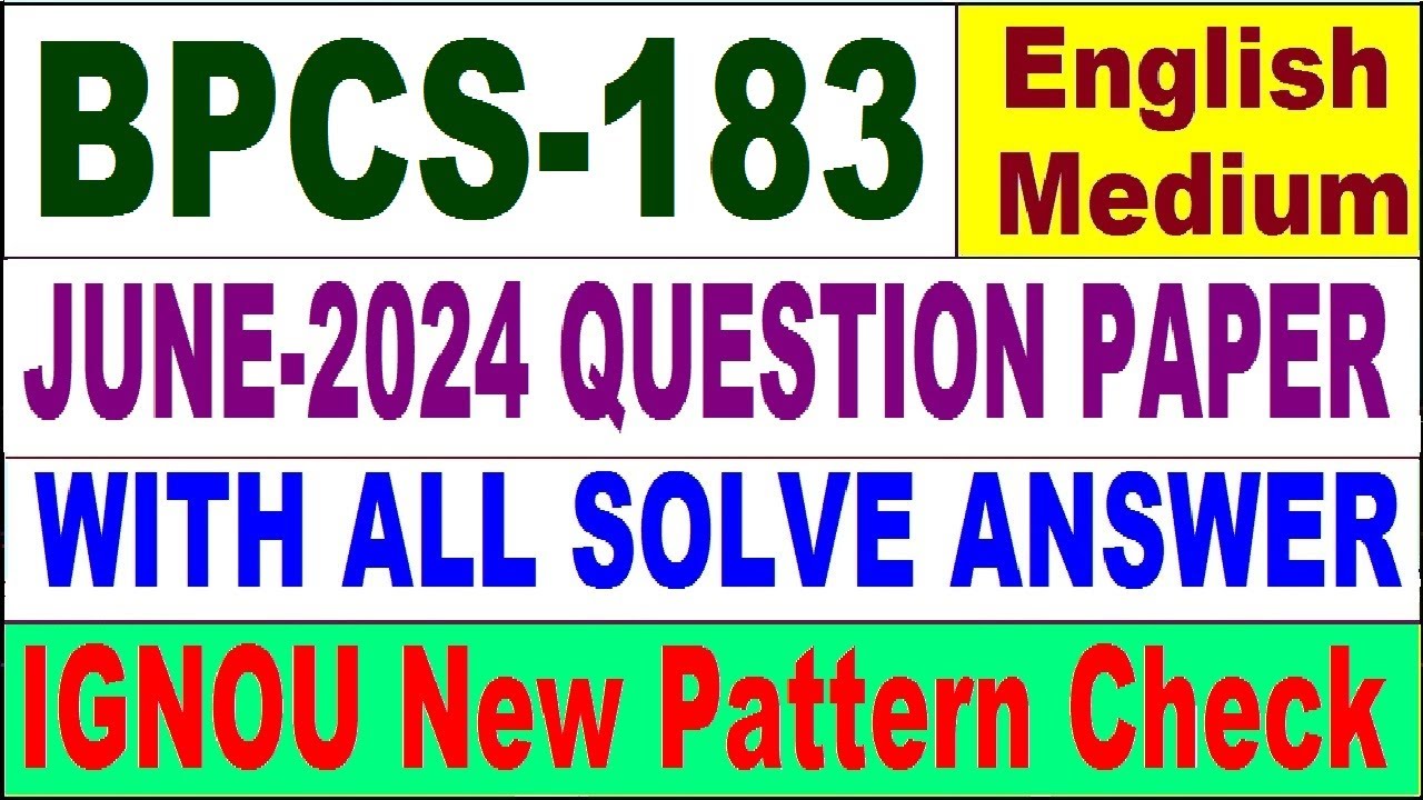 BPCS 183 June 2024 Question Paper in English | bpcs 183 Previous Year ...