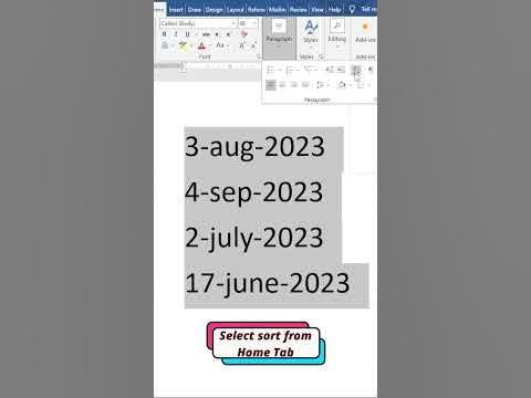 How to Arrange Data (Date) in Ascending and Descending Order | MS Word ...