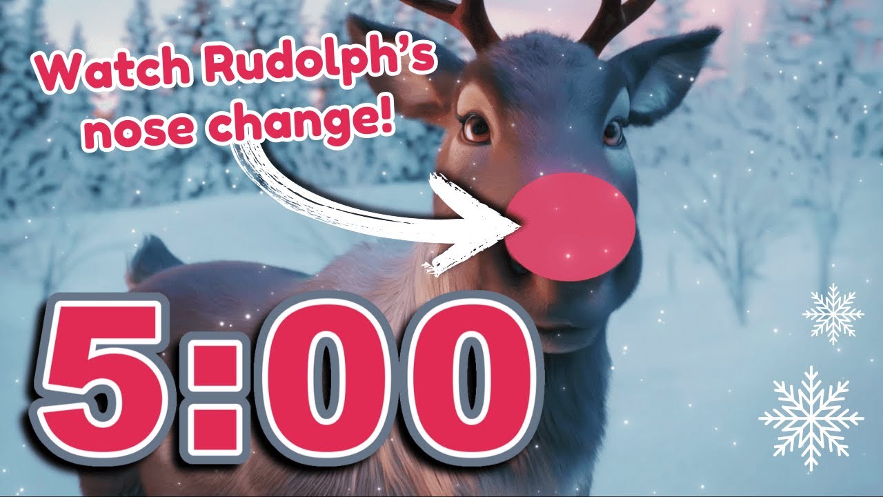 5 Minute Christmas Timer with Festive Music | Rudolph the Reindeer 🦌 ️ ...