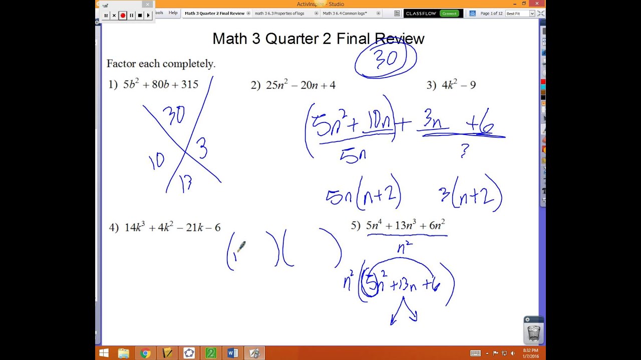 Math 3 Quarter 2 Final Review - YouTube