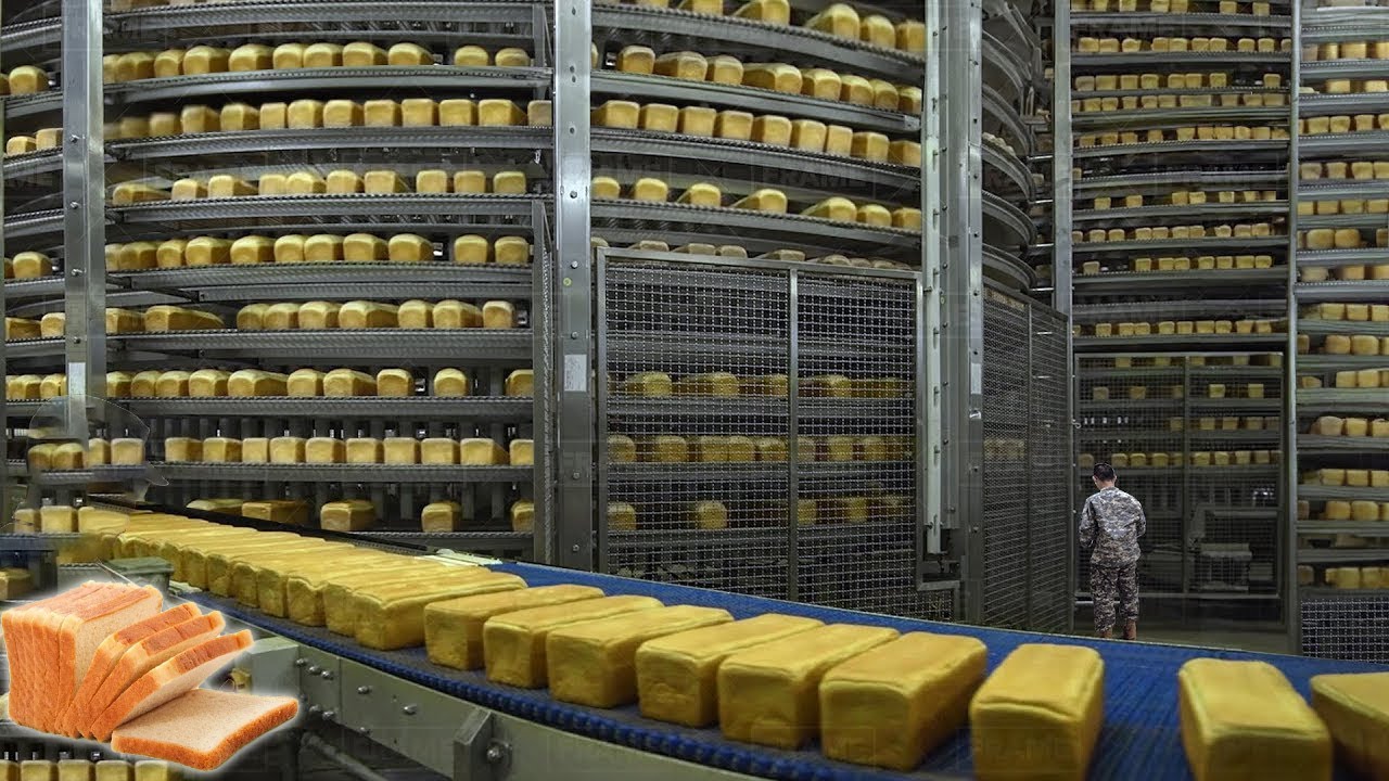 How Sandwich Bread is Made in a Factory | The industrial Sandwich Bread ...