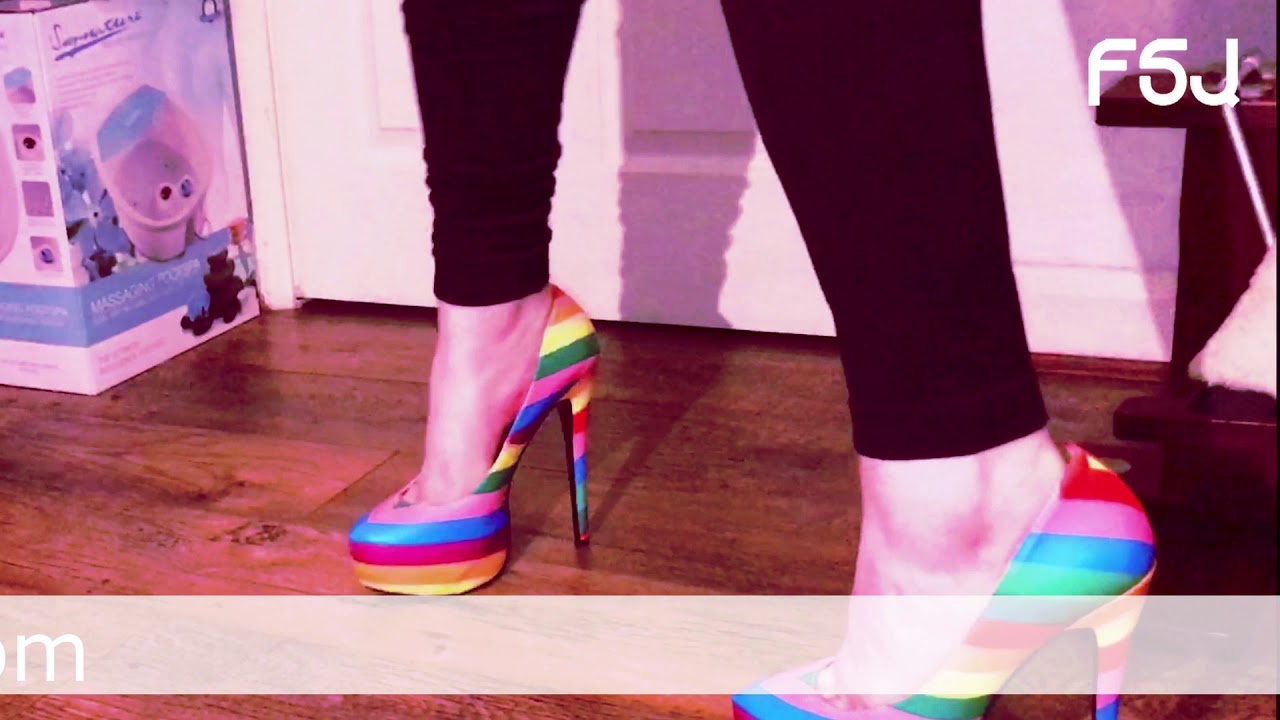 FSJ RAINBOW HEELS - 6 inch Platforms - YouTube