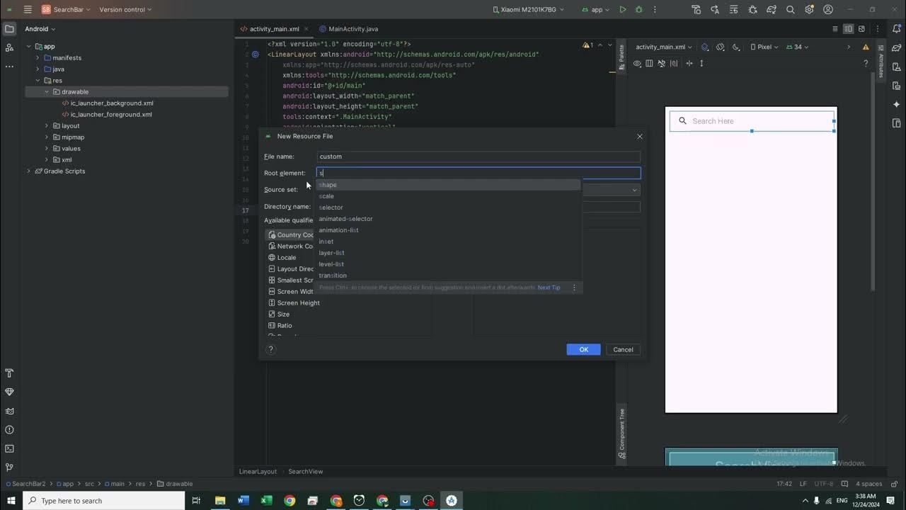 How to Create and Design a Search Bar in Android Studio Using Java | Step-by-Step Tutorial - YouTube