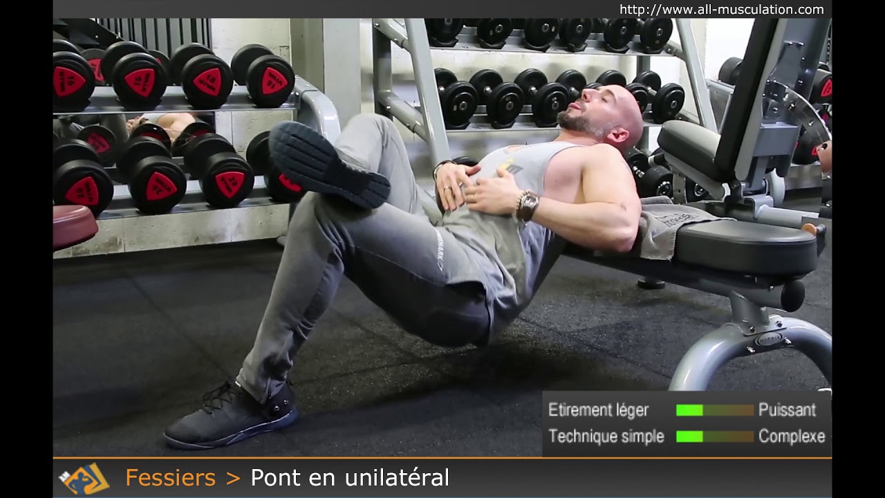 Exercice du Pont en unilatéral - Musculation des Fessiers, par All ...