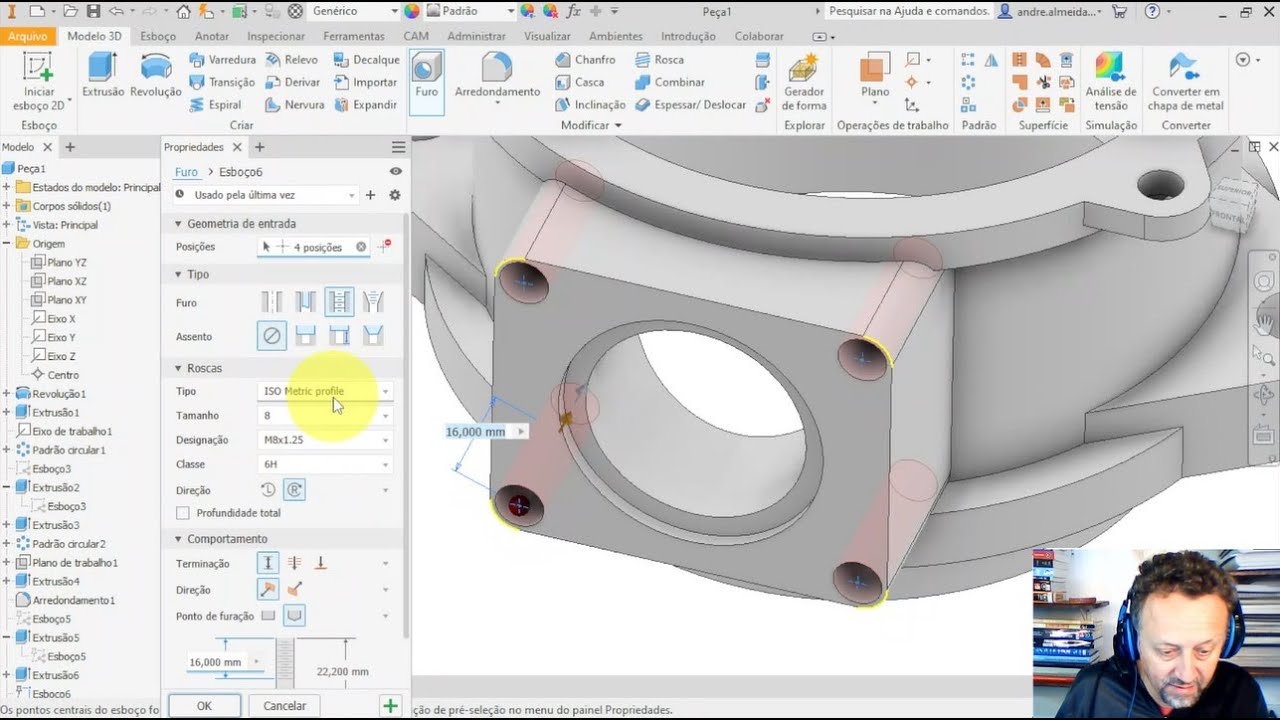 07.03 Autodesk Inventor - Modelamento - Exercício 06 - YouTube