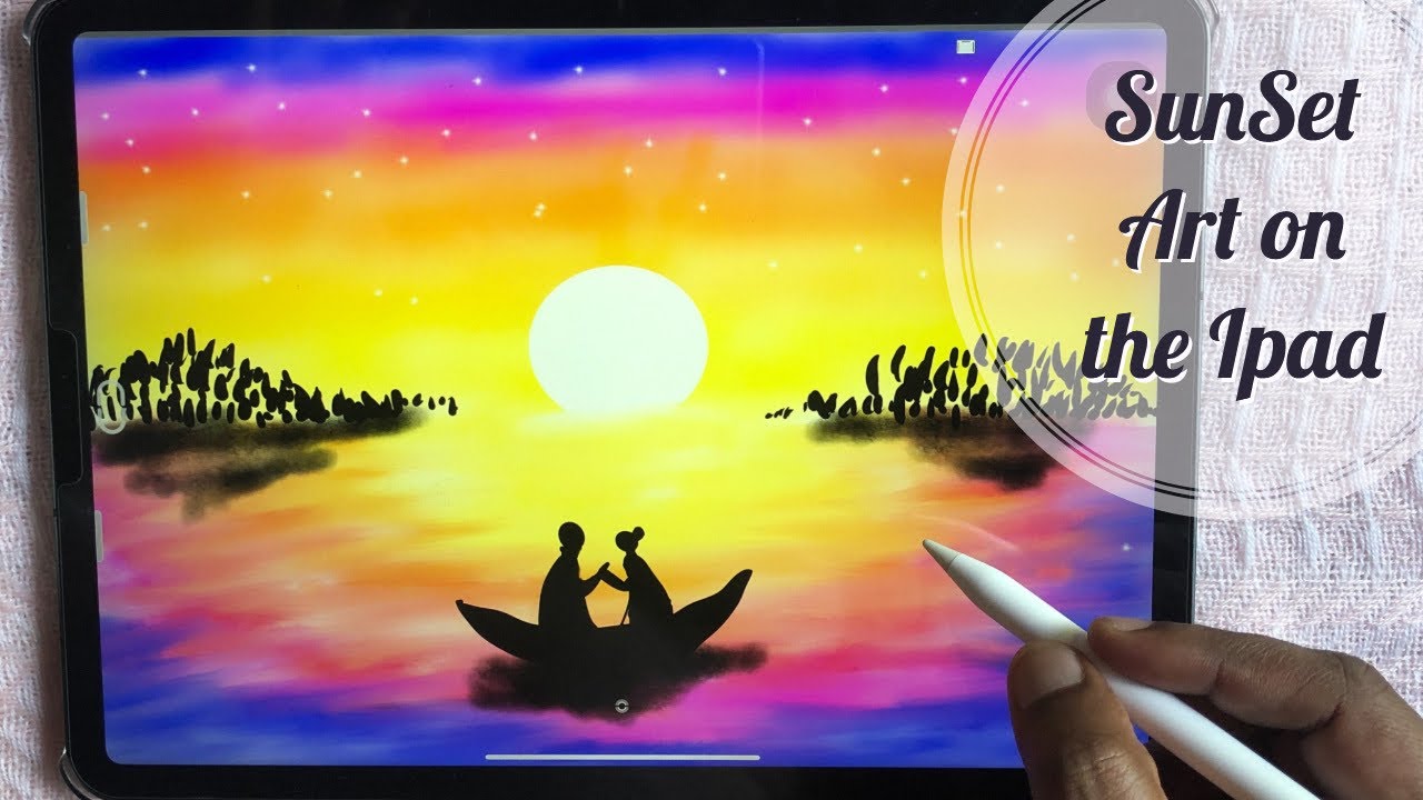 Sunset 🌅🌄 art on the iPad pro - YouTube