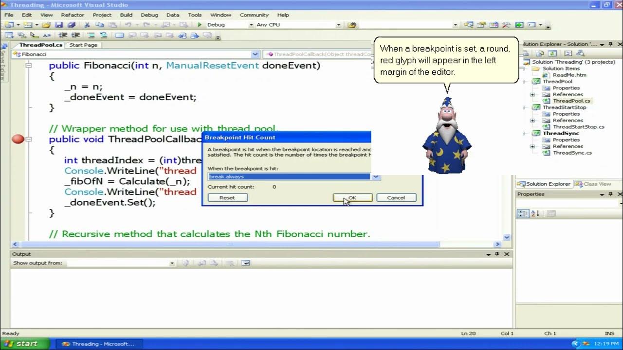 Debugging and inserting breakpoints in Visual Studio 2005 - YouTube