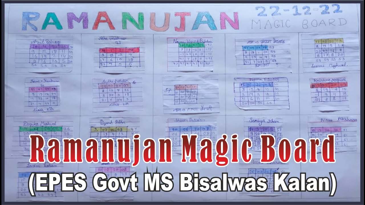 Ramanujan Magic Board Srinivasa Ramanujan Magical Square in Hindi #math ...