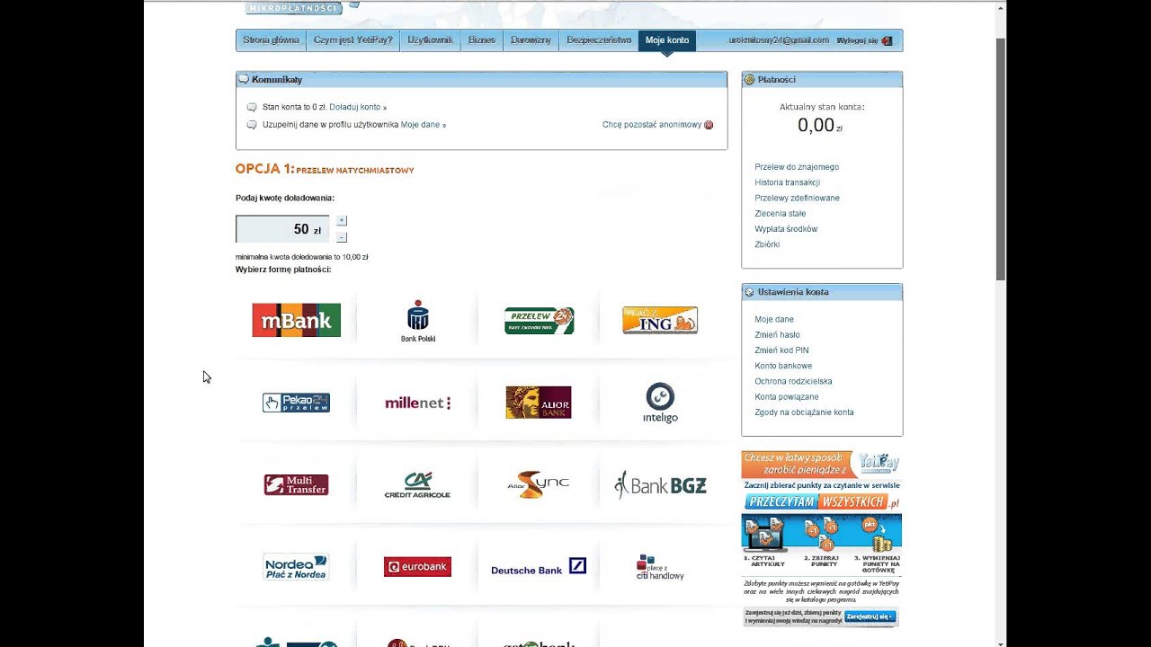Jak doładować konto YetiPay - YouTube