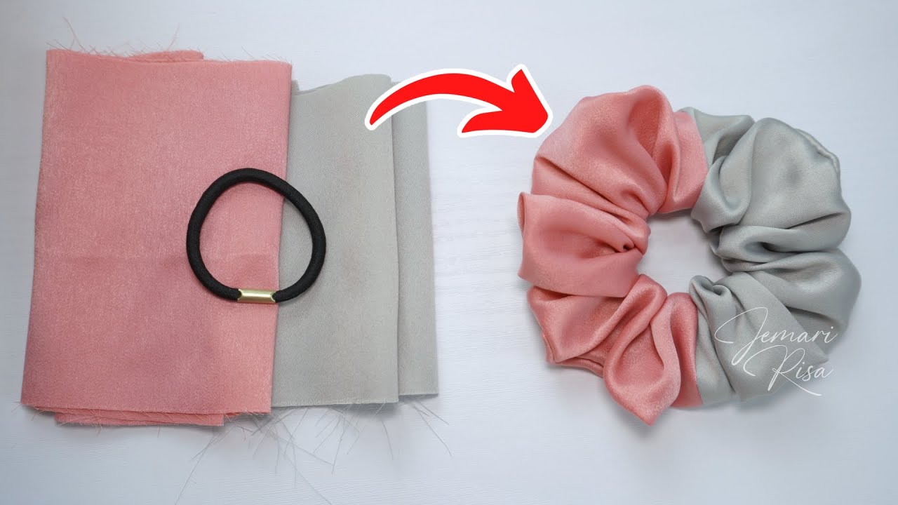Bikin Scrunchie 2-WARNA Pakai Kain Satin ️ DIY Ikat Rambut Scrunchies ...