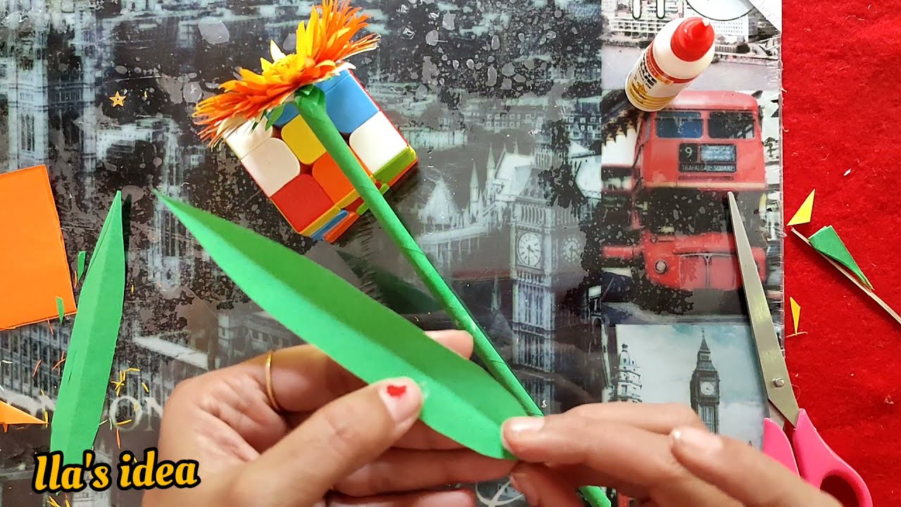 DIY Stick Flower -1 Paper Flower Making Step by Step🌸 [Tutorial] - YouTube