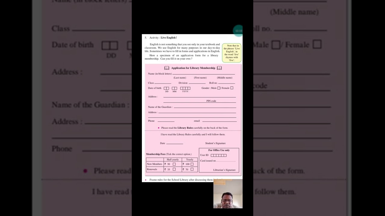 Application for library membership . Class -7 .English - YouTube