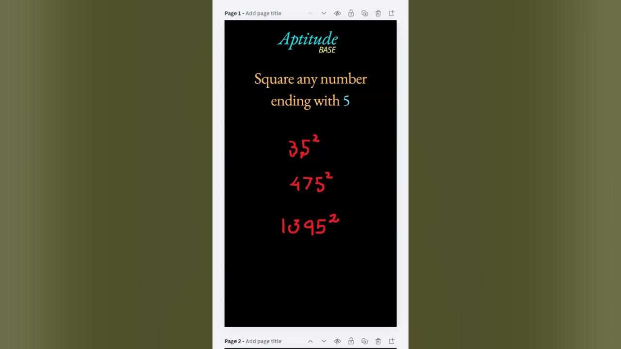 Square any number ending in 5 in seconds! No Calculator needed #aptitude #square - YouTube